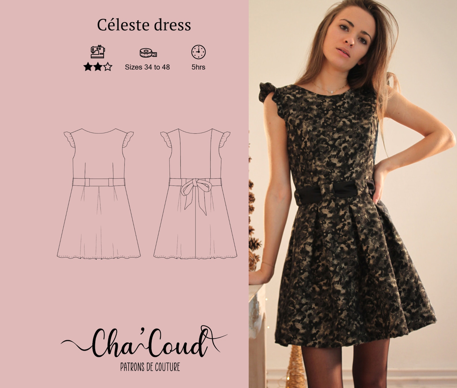 Sewing Pattern: Céleste Dress by Cha' Coud - PDF Sewing Pattern - Sizes ...