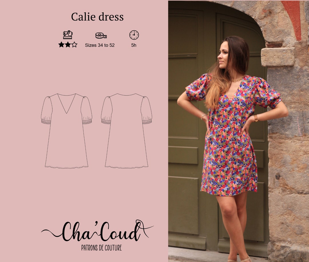 Sewing Pattern: Calie Dress by Cha' Coud - PDF Sewing Pattern - Sizes ...
