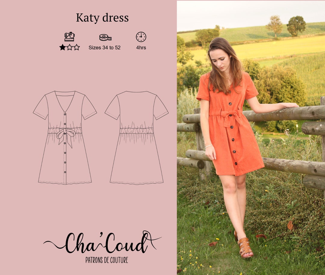 Sewing Pattern: Katy Dress by Cha' Coud - PDF Sewing Pattern - Sizes 34 ...