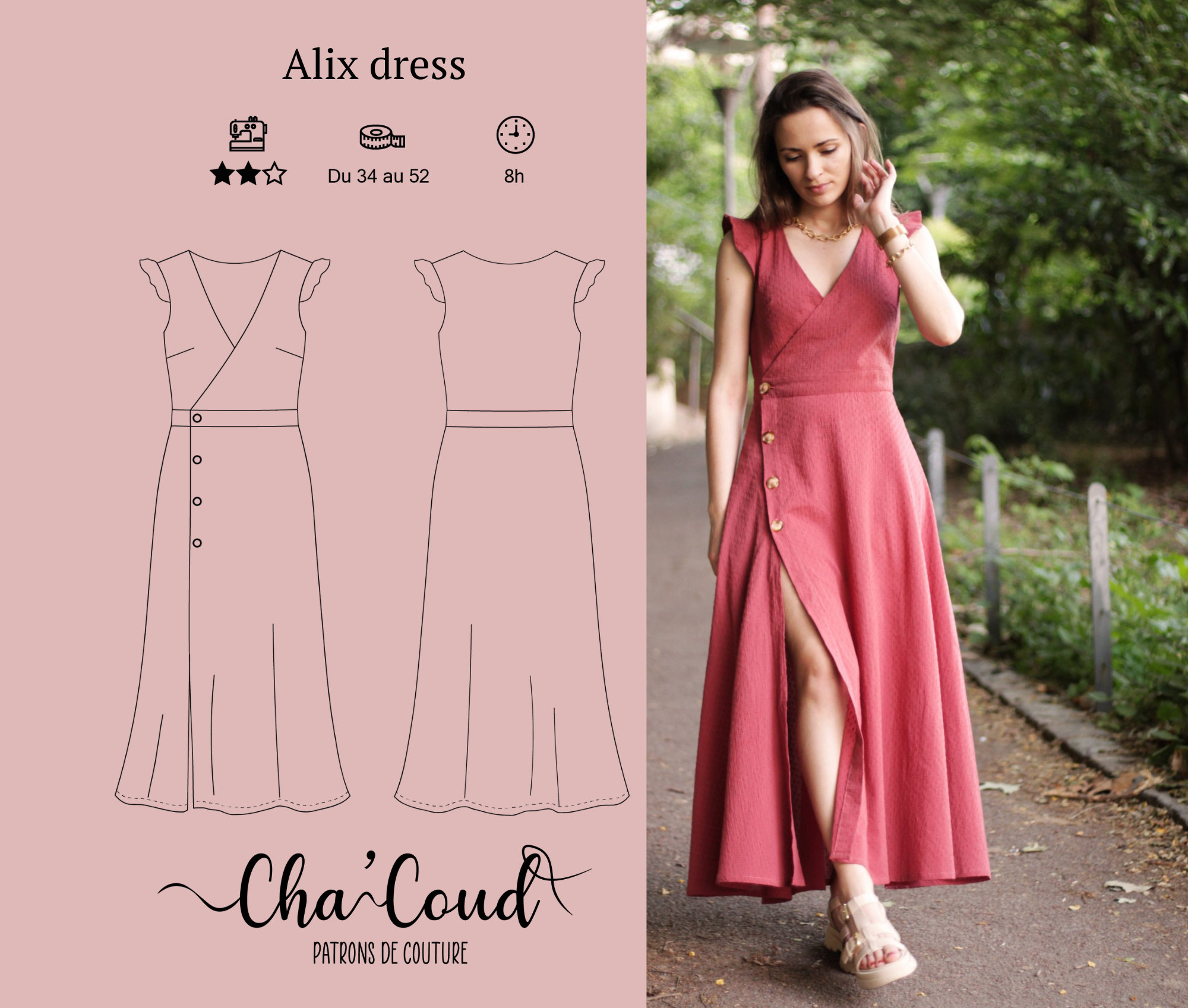 Sewing Pattern: Alix Dress by Cha' Coud - PDF Sewing Pattern - Sizes 34 ...
