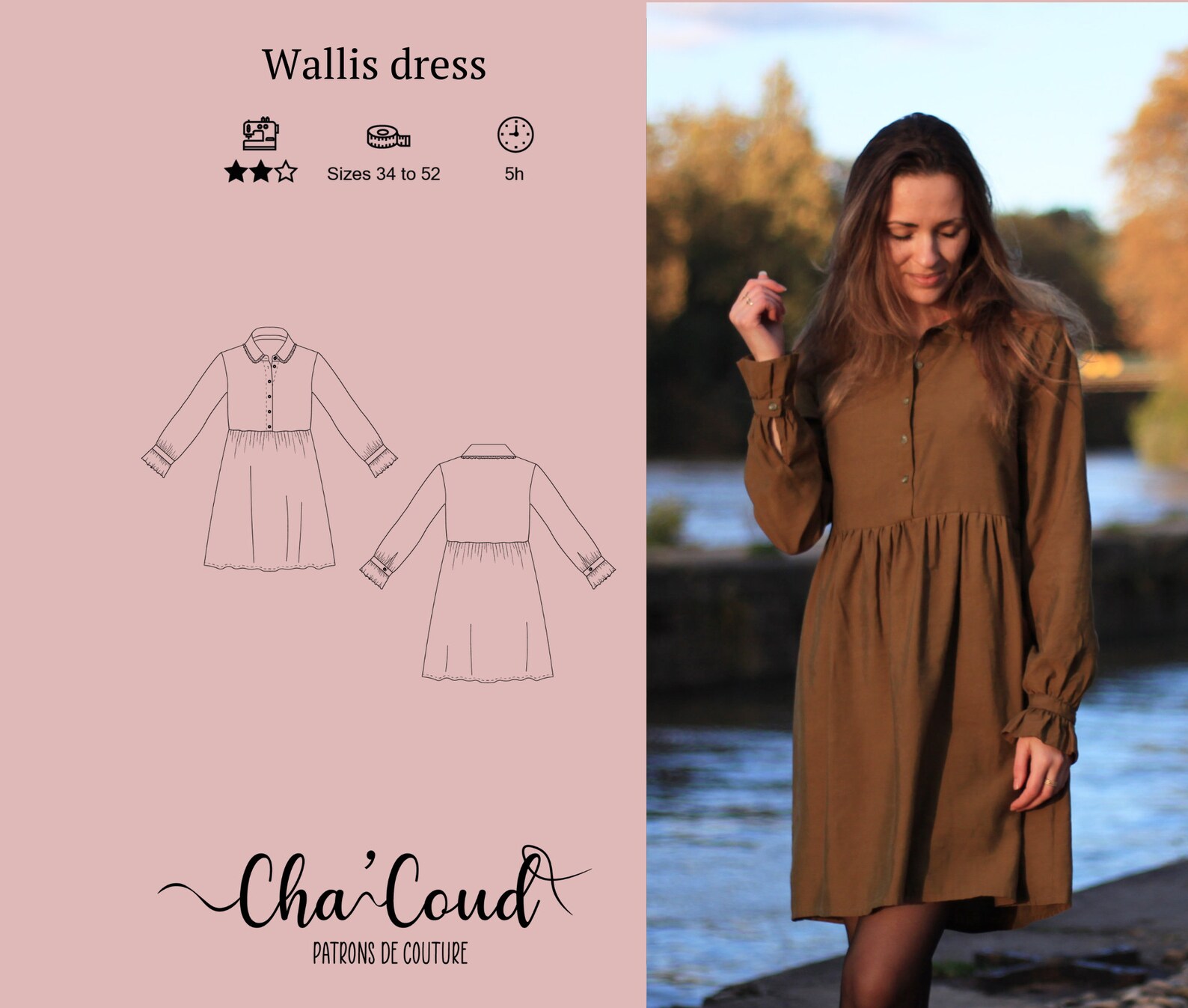 Sewing Pattern: Wallis Dress by Cha' Coud - PDF Sewing Pattern - Sizes ...
