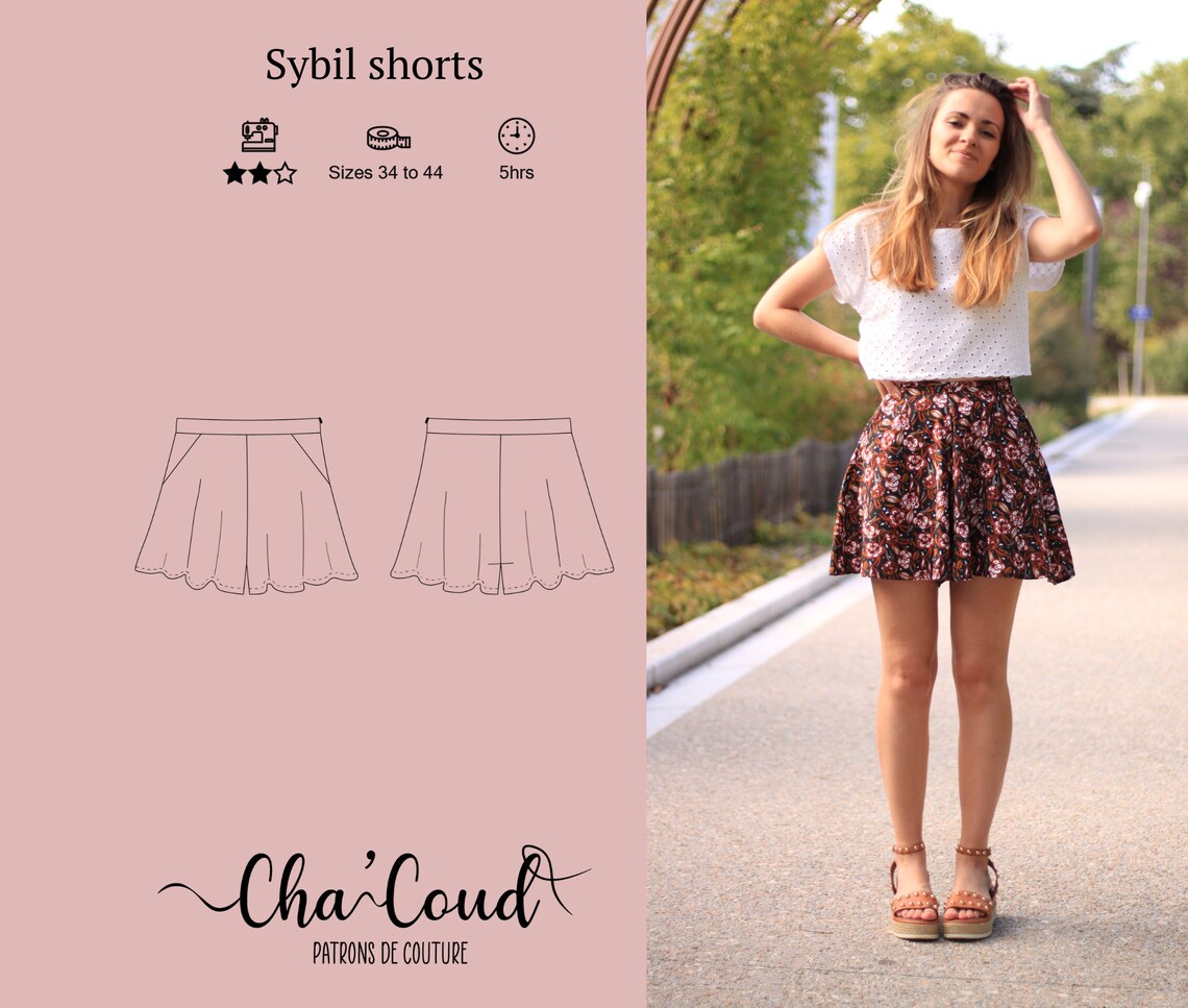 Sewing Pattern: Sybil Shorts by Cha' Coud - PDF Sewing Pattern - Sizes ...