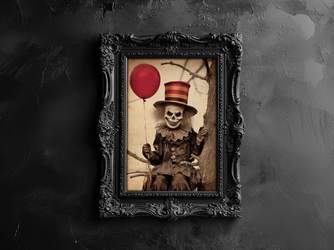 Creepy Evil Carnival Clown - Unframed Matte Paper Art Print - Antique ...