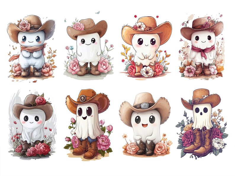 15 Cute Cowboy Ghost Png, Western Halloween Ghost Clipart, Halloween ...