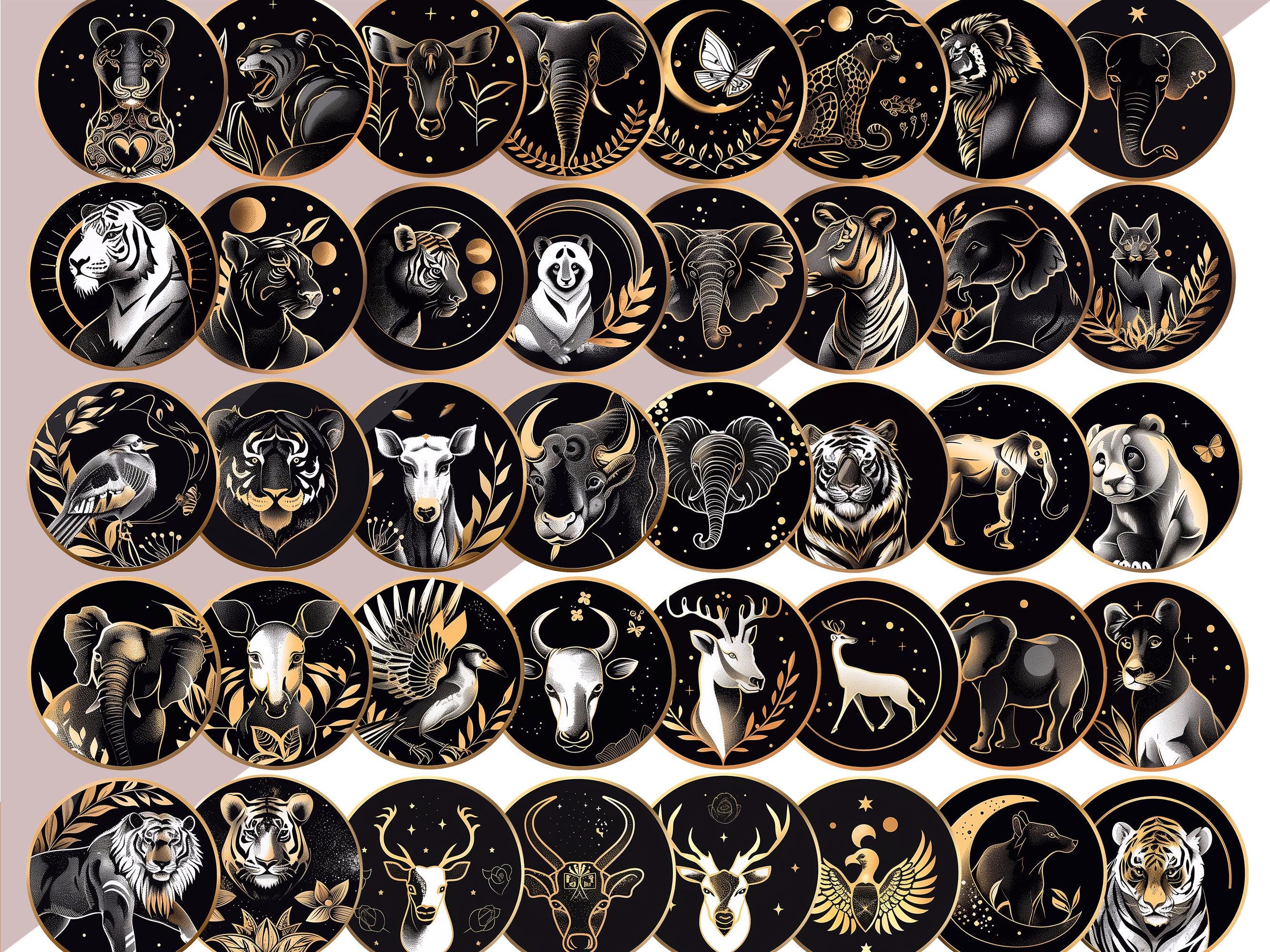 124 PNG Animal Icons, Black and Golden Animal Clipart, Animal Printable ...