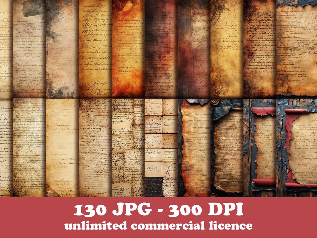 130 Vintage Handwriting Digital Paper, Junk Journal Pages, Old ...