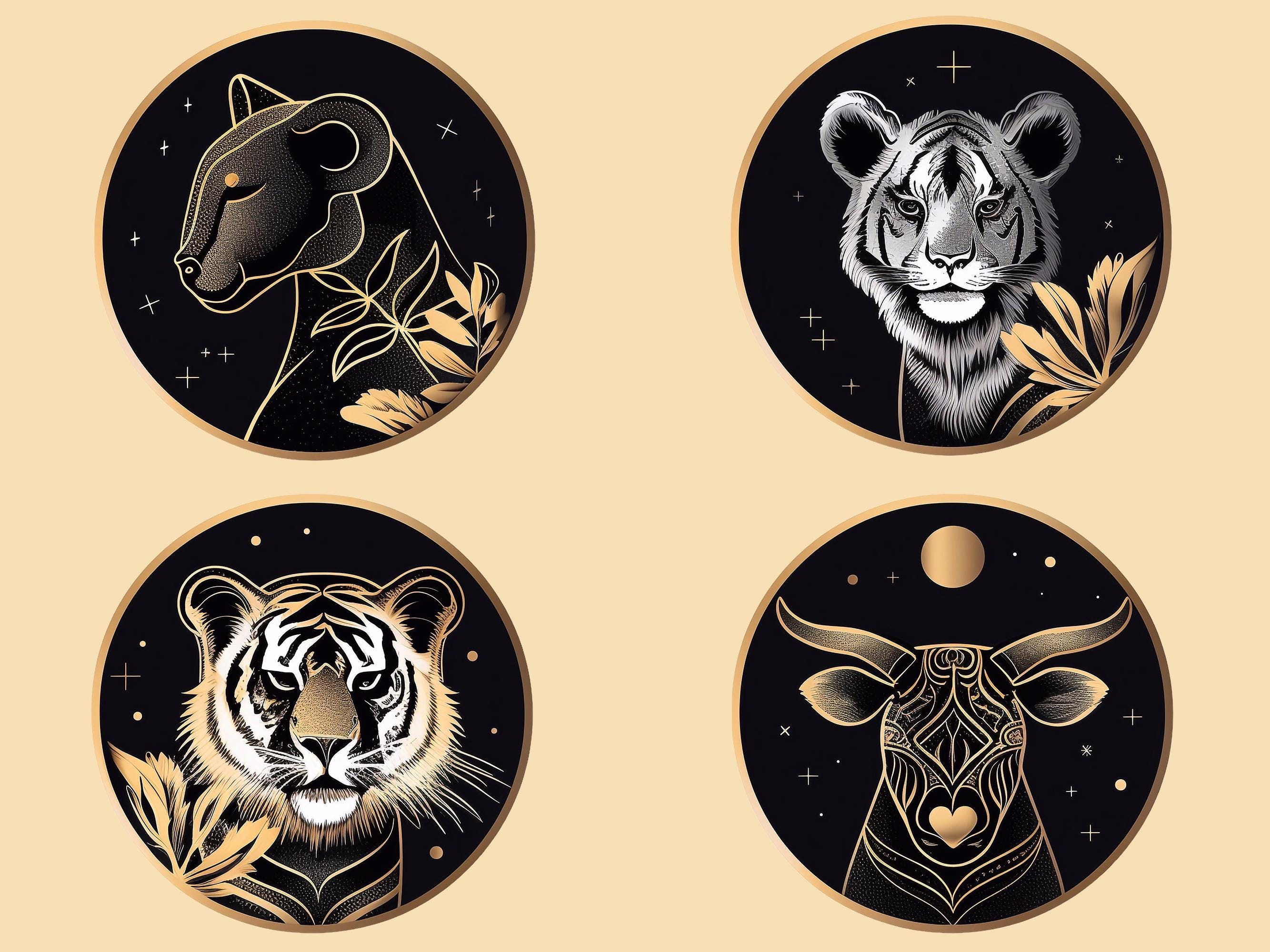 124 PNG Animal Icons, Black and Golden Animal Clipart, Animal Printable ...