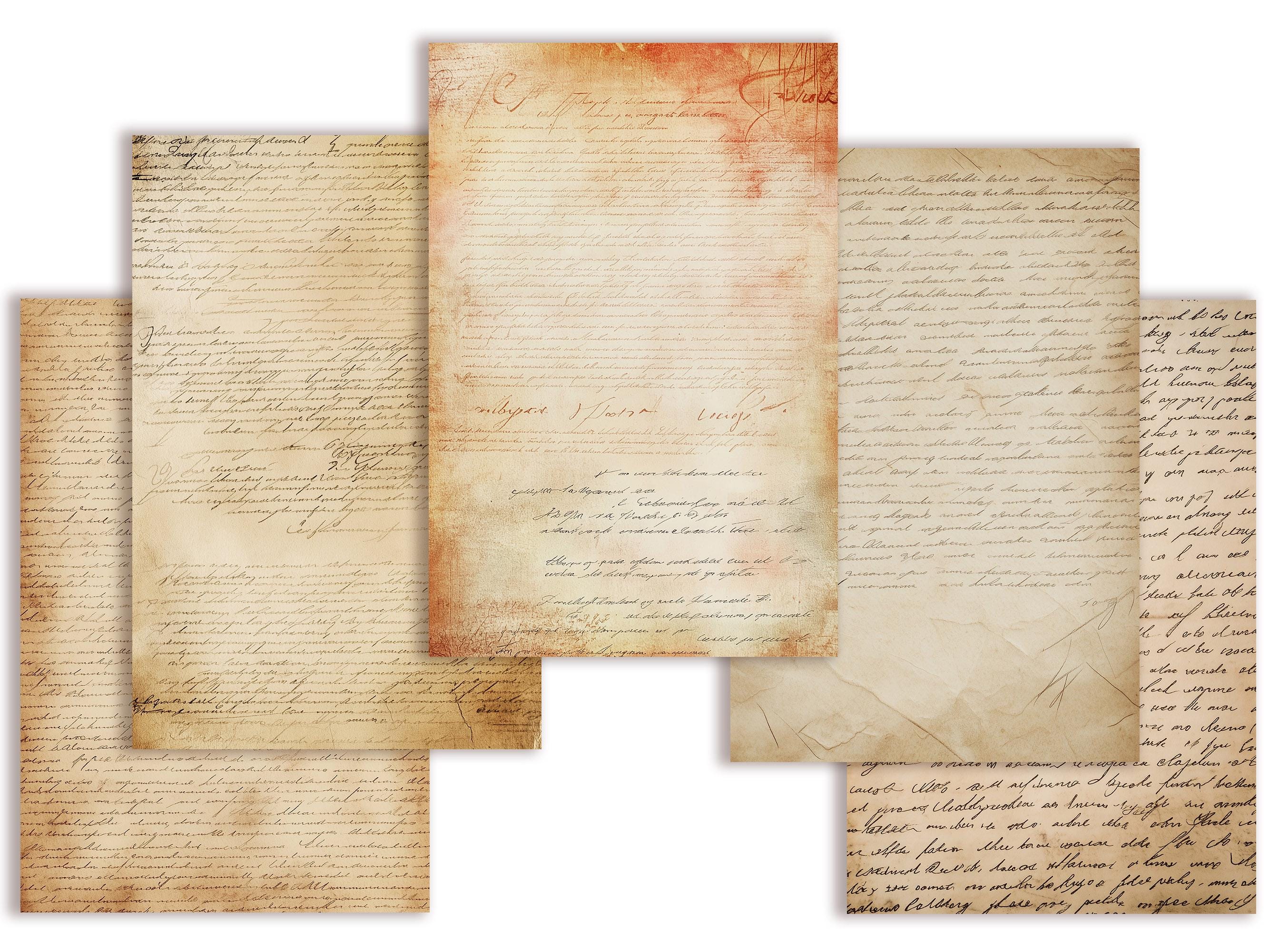 76 Vintage Handwriting Digital Paper, Junk Journal Pages, Old ...