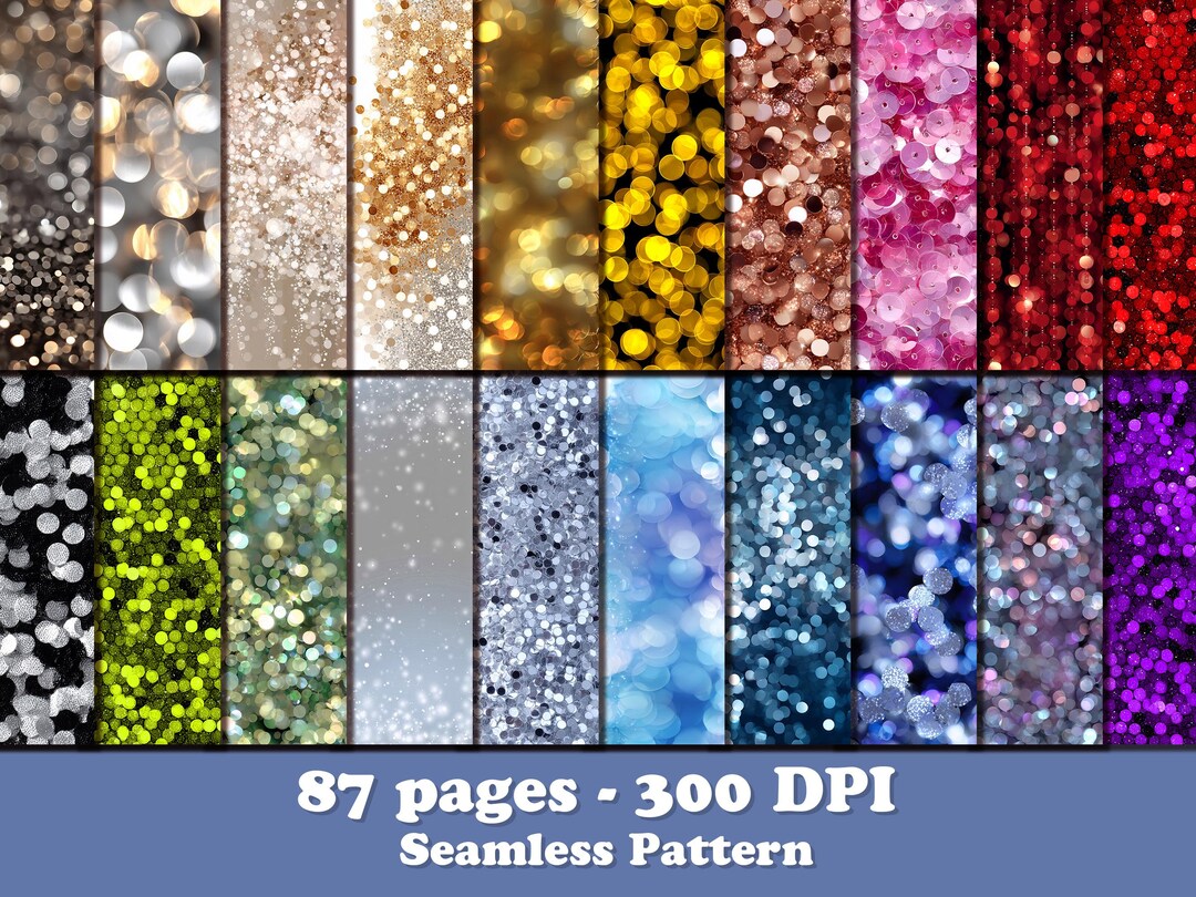 Sequin Seamless Backgrounds, Glitter Bokeh Digital Paper, Holiday ...