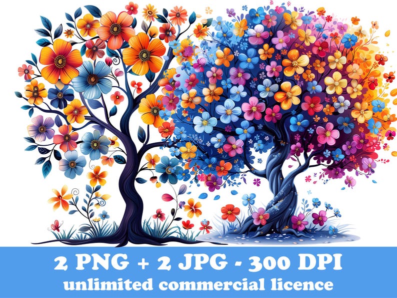 Floral Tree PNG, Blossom Tree Clipart, Dtf Shirt Designs, Hoodie ...