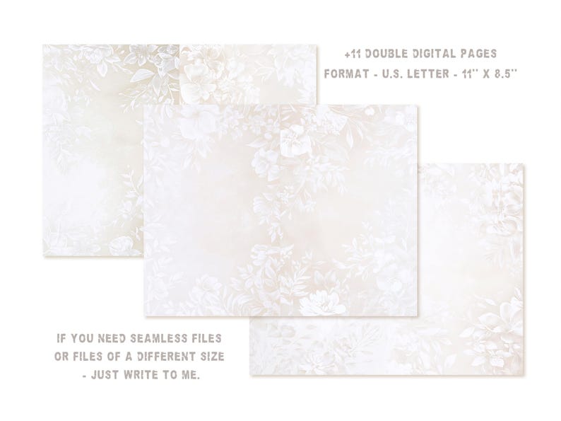 48 White Lace Digital Papers, Wedding Junk Journal Backgrounds ...
