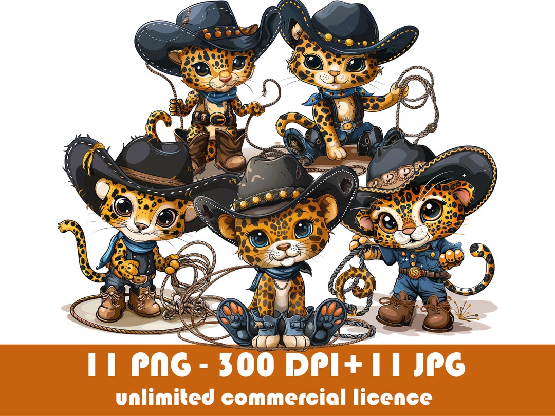 Cowboy Leopard PNG, Western Leopard, Cowboy Clipart, Country Leopard ...