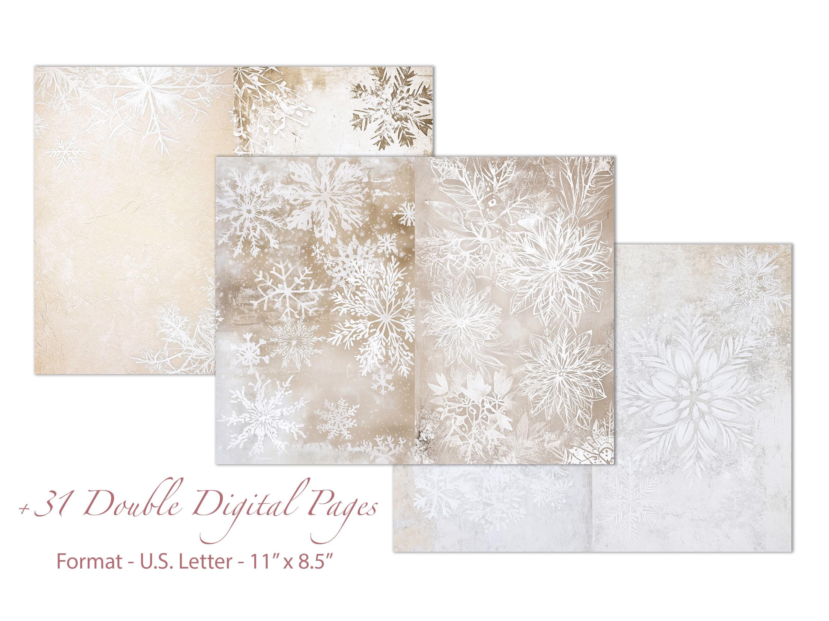 62 Vintage Winter Digital Paper, Snowflake Clipart, Junk Journal Pages ...