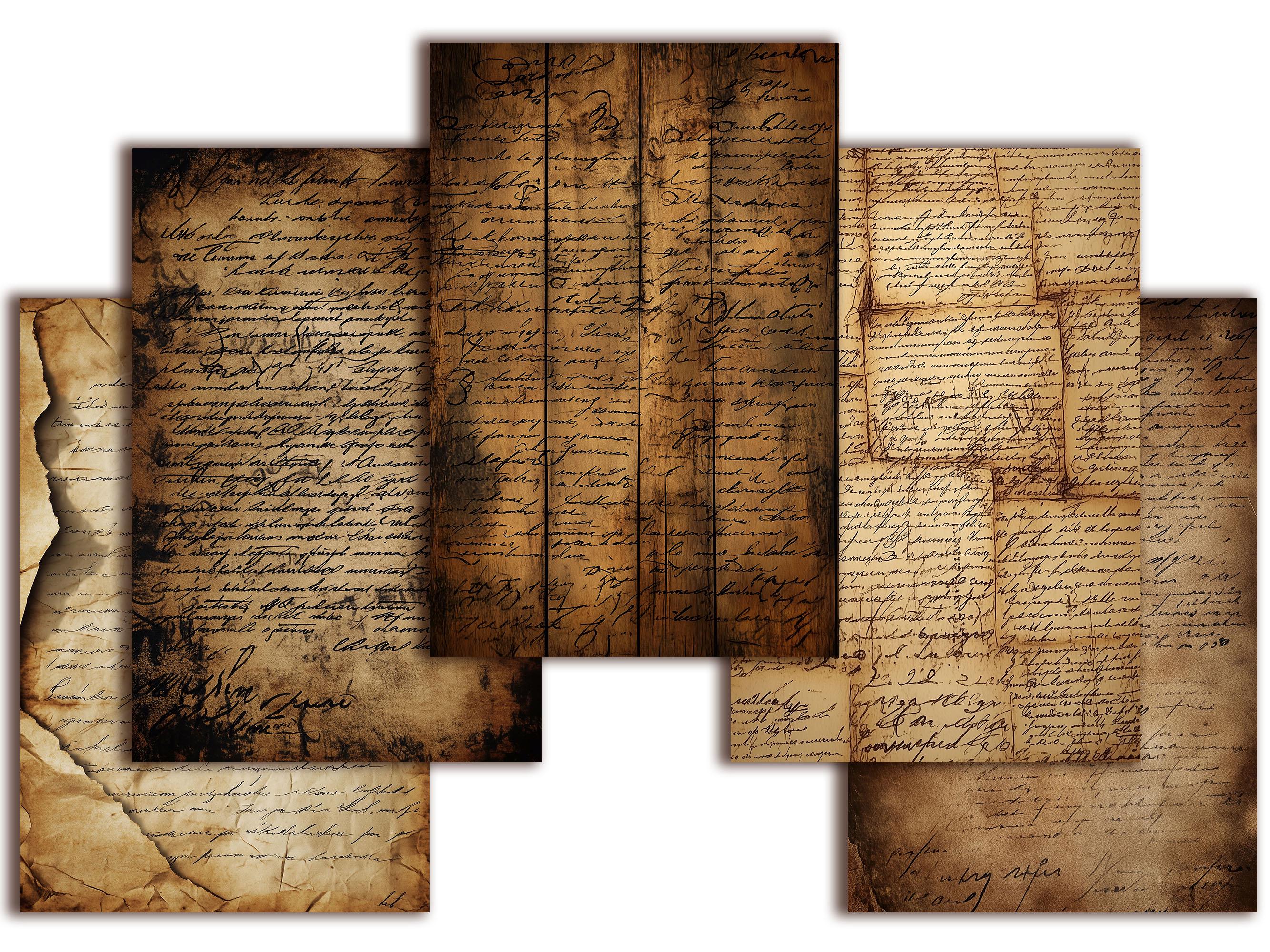 130 Vintage Handwriting Digital Paper, Junk Journal Pages, Old ...