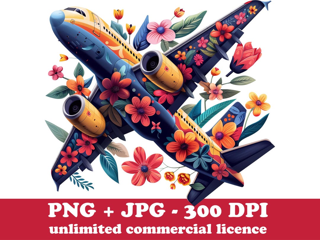 Flowered Plane Clipart, Plane PNG, Flower Plane Png, Airplane PNG ...