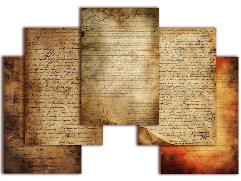 130 Vintage Handwriting Digital Paper, Junk Journal Pages, Old ...