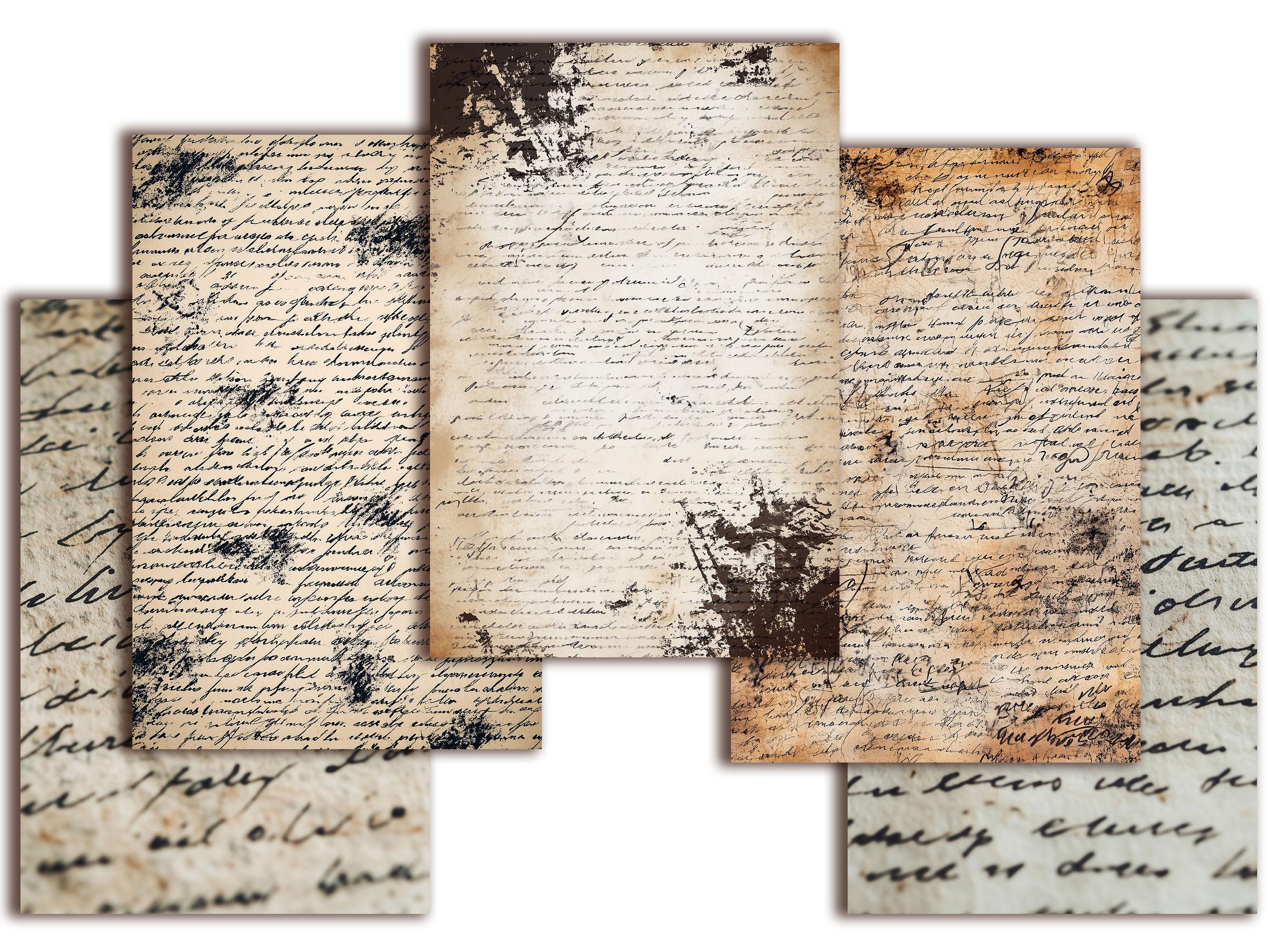 76 Vintage Handwriting Digital Paper, Junk Journal Pages, Old ...