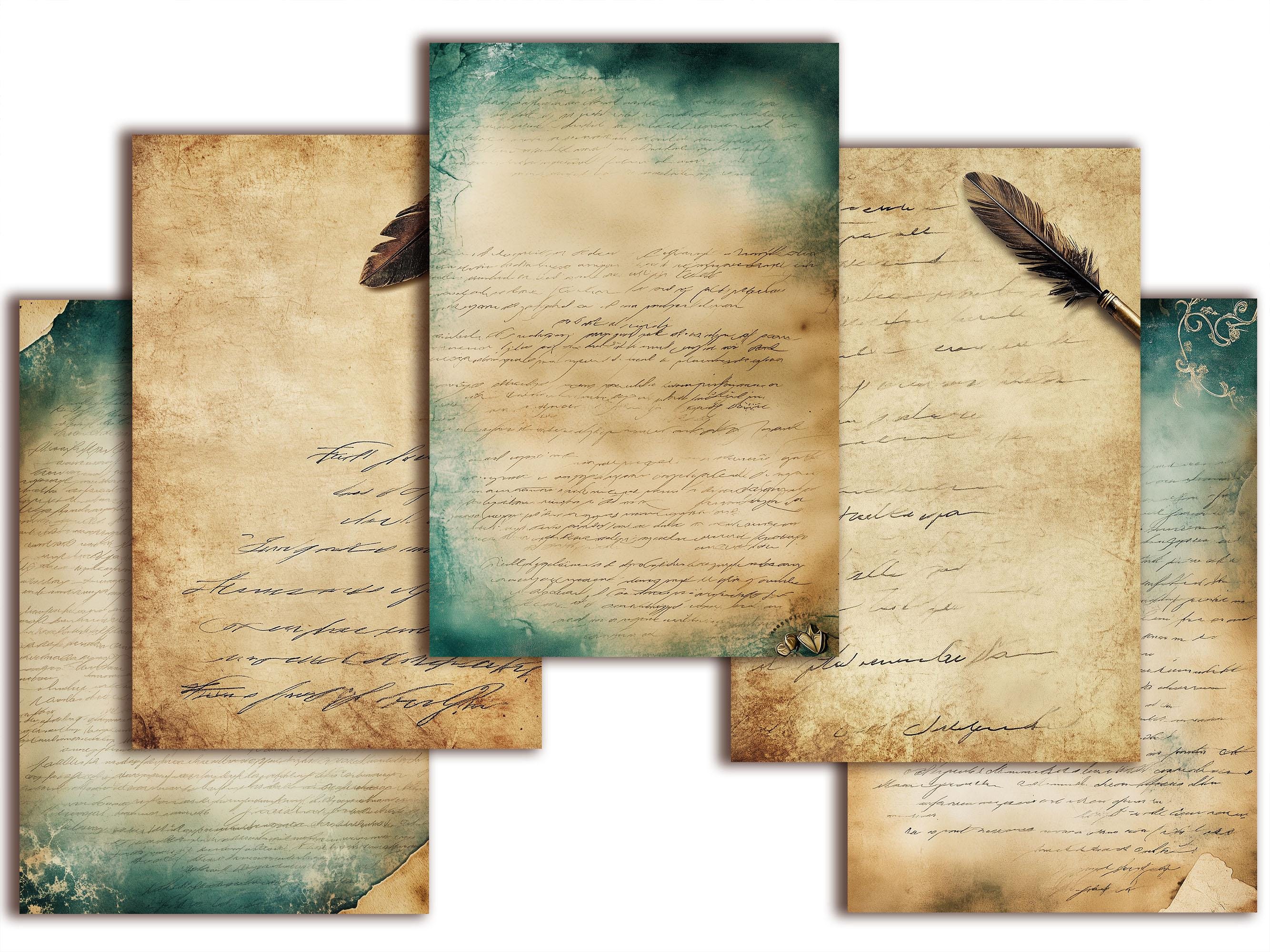 76 Vintage Handwriting Digital Paper, Junk Journal Pages, Old ...