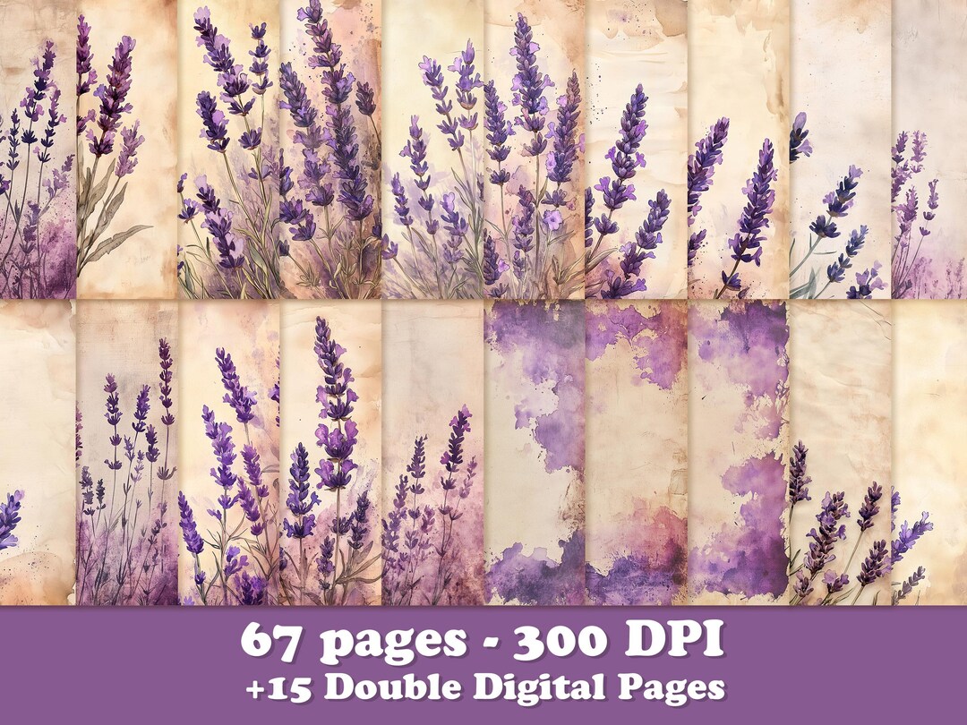 67 Vintage Lavender Scrapbook Pages, Wildflower Digital Prints ...