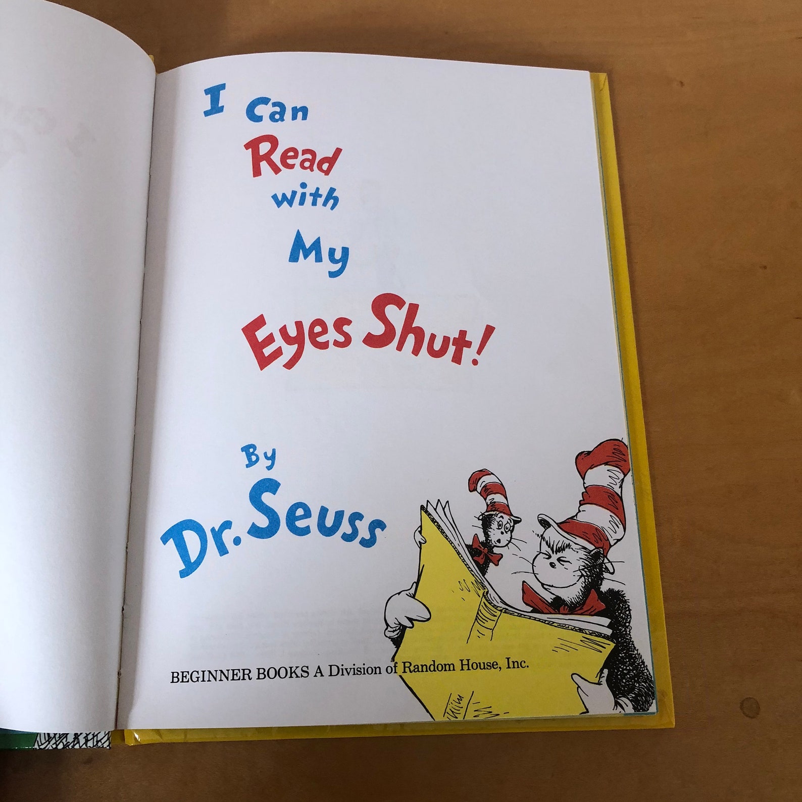 I Can Read With My Eyes Shut Dr. Seuss First Edition NOT Book - Etsy