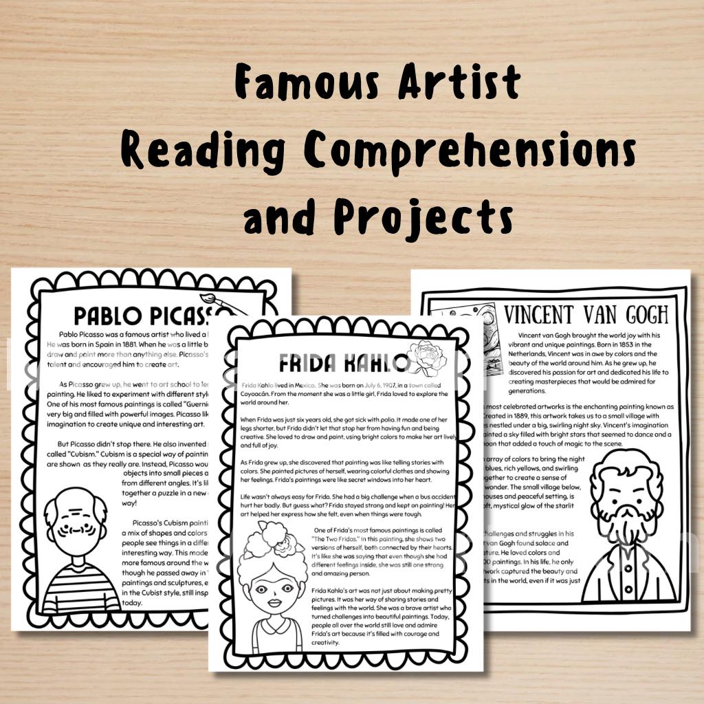 Famous Artist Reading Comprehension and Art Project Lesson Bundle - Etsy