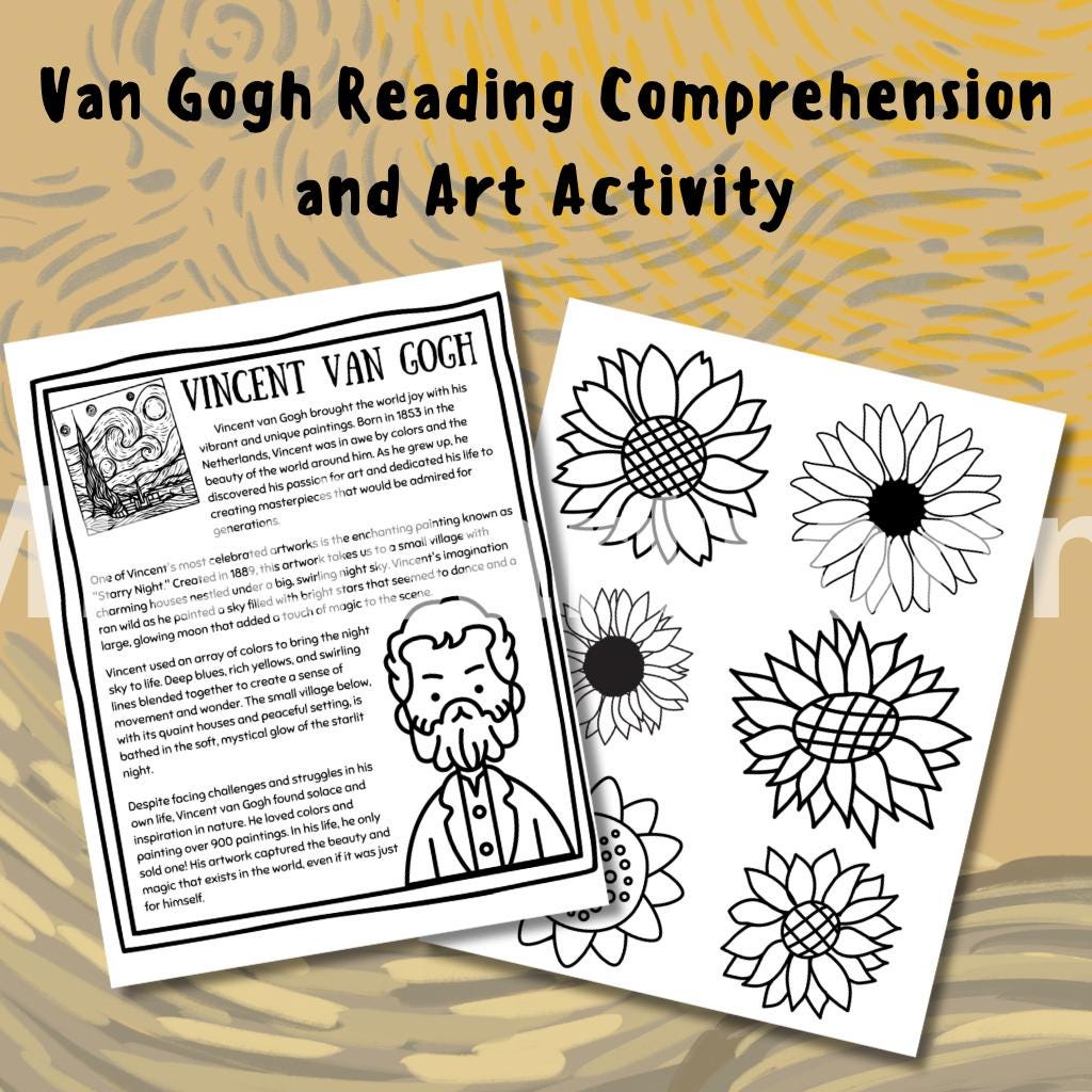 Van Gogh Reading Comprehension and Art Project Lesson - Etsy