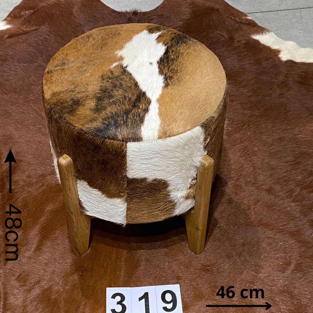 Brown Cowhide Pouf,square Leather Pouf,leather Pouf Brown,cowhide Pouf ...