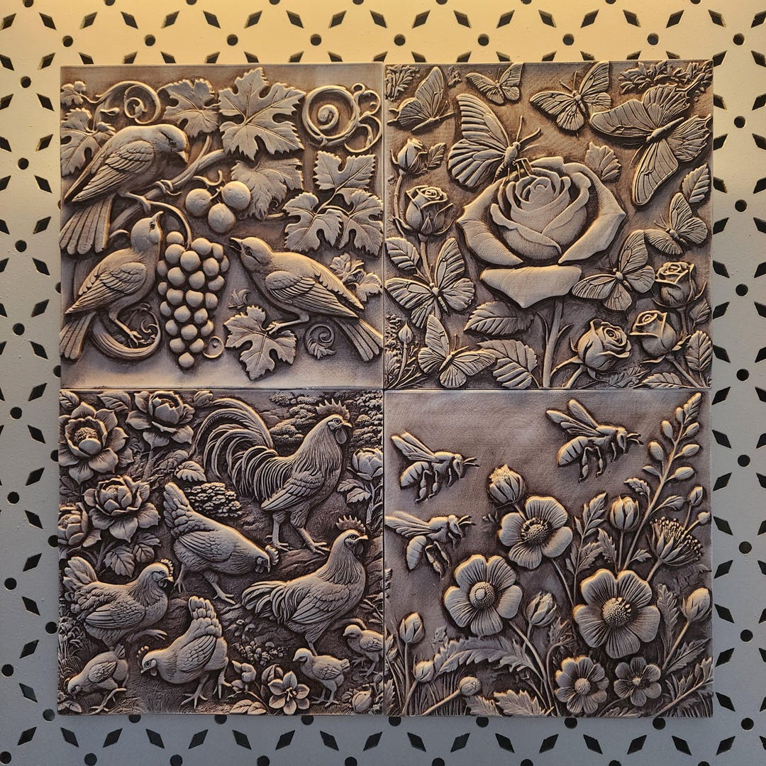 3D Printed Textured Bas-relief Ceramic Wall Art – Unique Garden ...