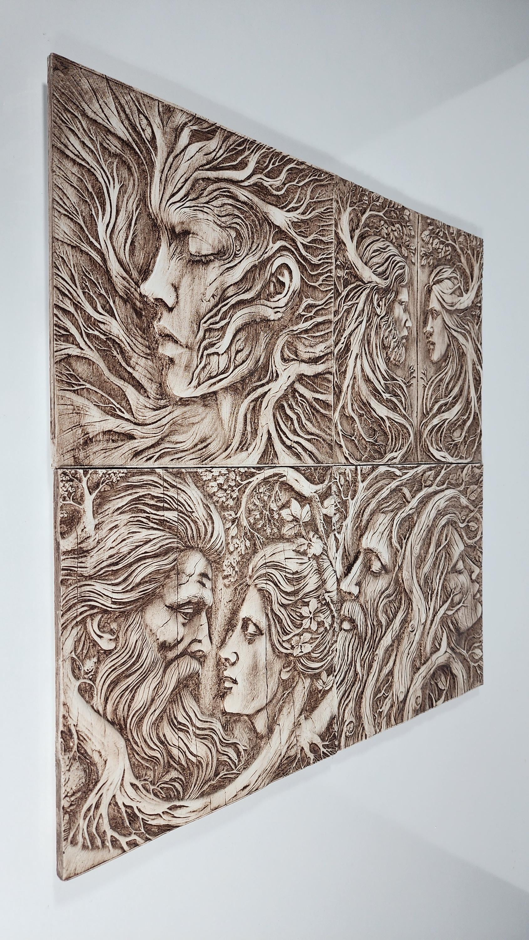 3D Bas-relief Wall Art, Unique Stone Art Sculpture, Textured Wall Decor ...