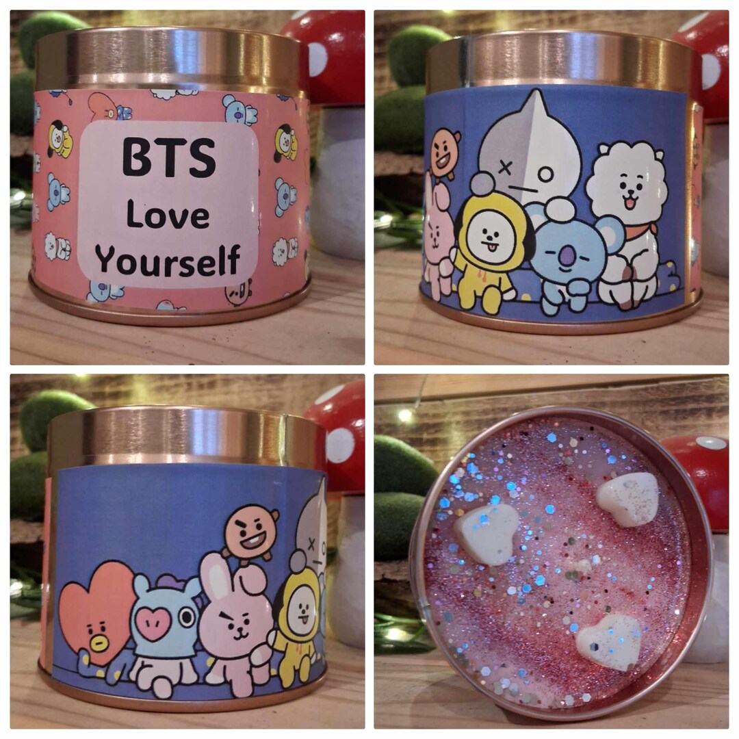 BTS BT21 Candle Pink Kpop Gift Glitter Chimmy Tata Shooky Cooky RJ Koya ...