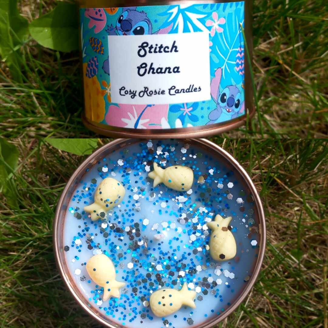 Handmade Stitch Ohana Candle Lilo and Stitch Sweet Scented Vegan Soy ...