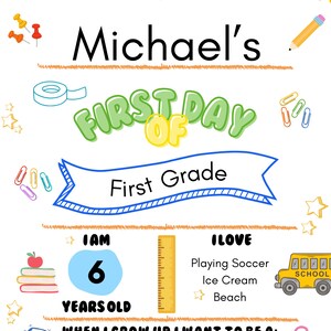 First Day of School Printable Back to School Printable Back to School ...