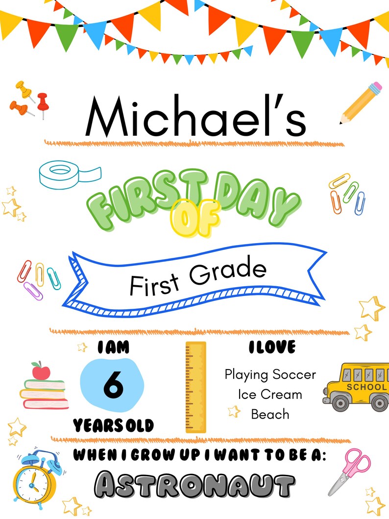 First Day of School Printable Back to School Printable Back to School ...