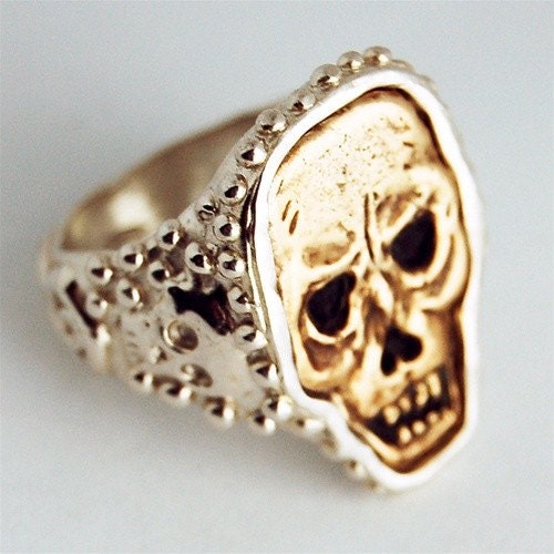 Worry Skull Silver With Bronze Custom Skull Ring | Etsy