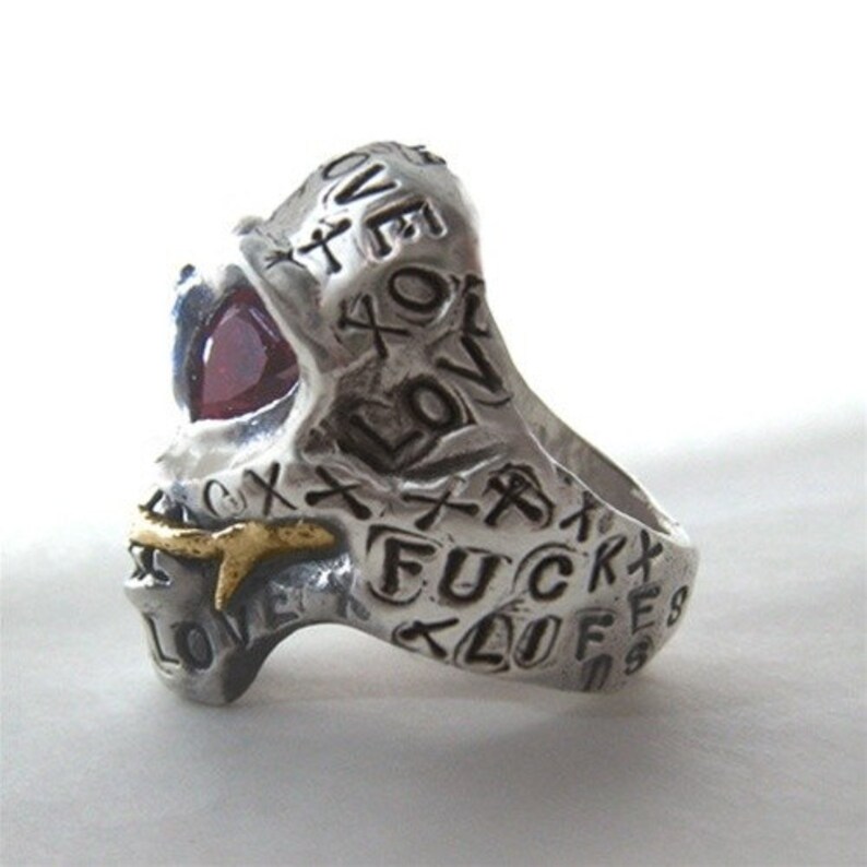 Bronze Rose Custom Skull Ring - Etsy