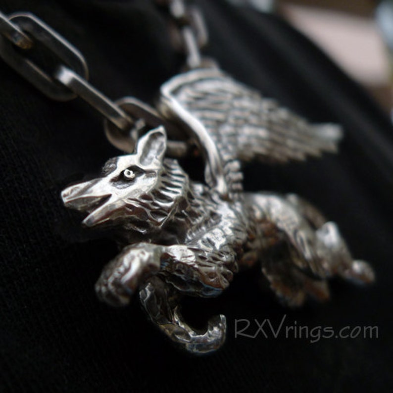 Wolfie Flying Wolf Winged Wolf 60 Grams Solid Sterling Silver - Etsy