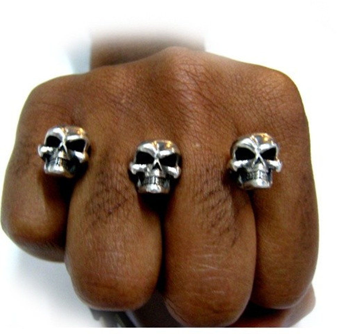 3 Skull Two Finger Custom Ring | Etsy