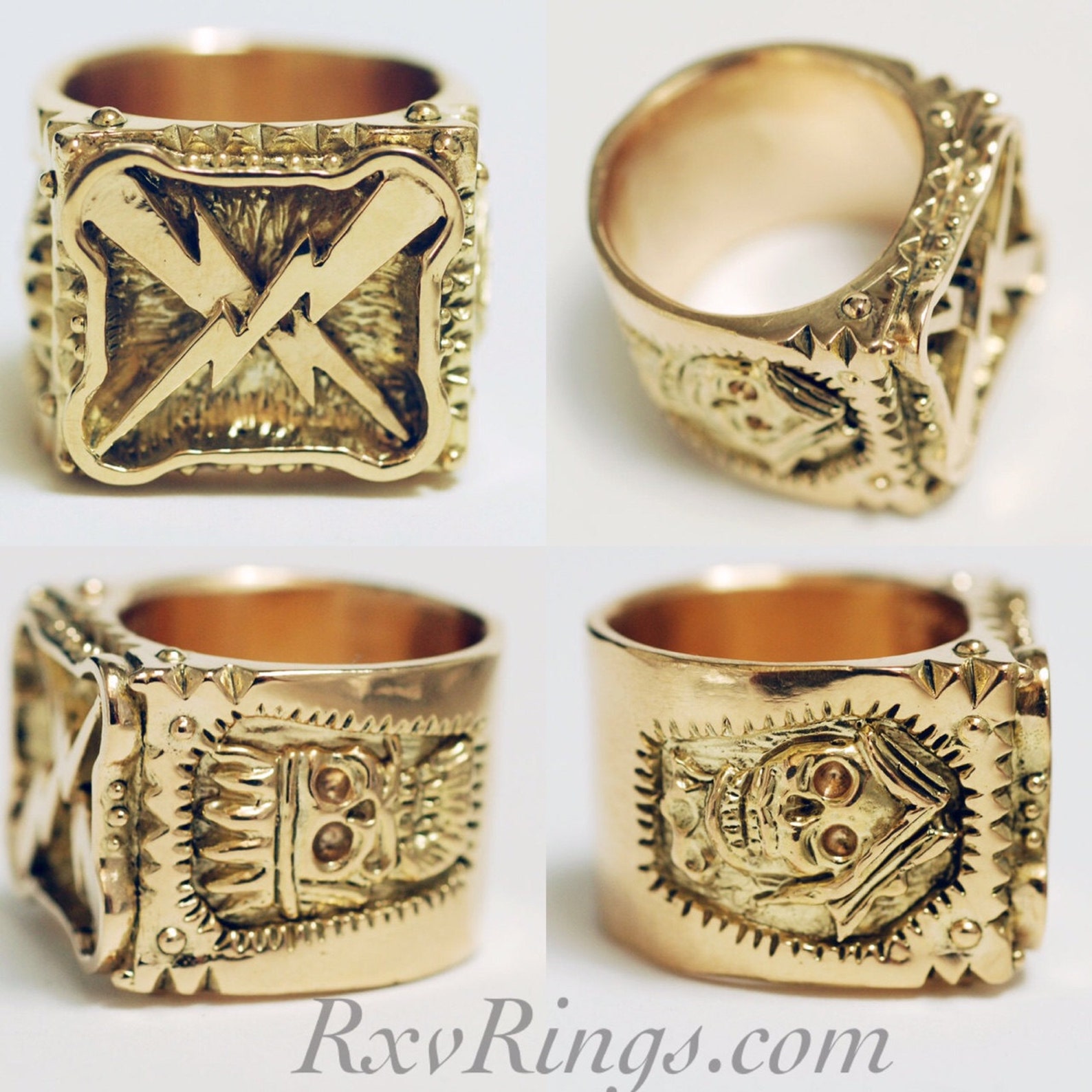 Gold 18k Lightning Ring King and Queen Storm Guardians Want in - Etsy