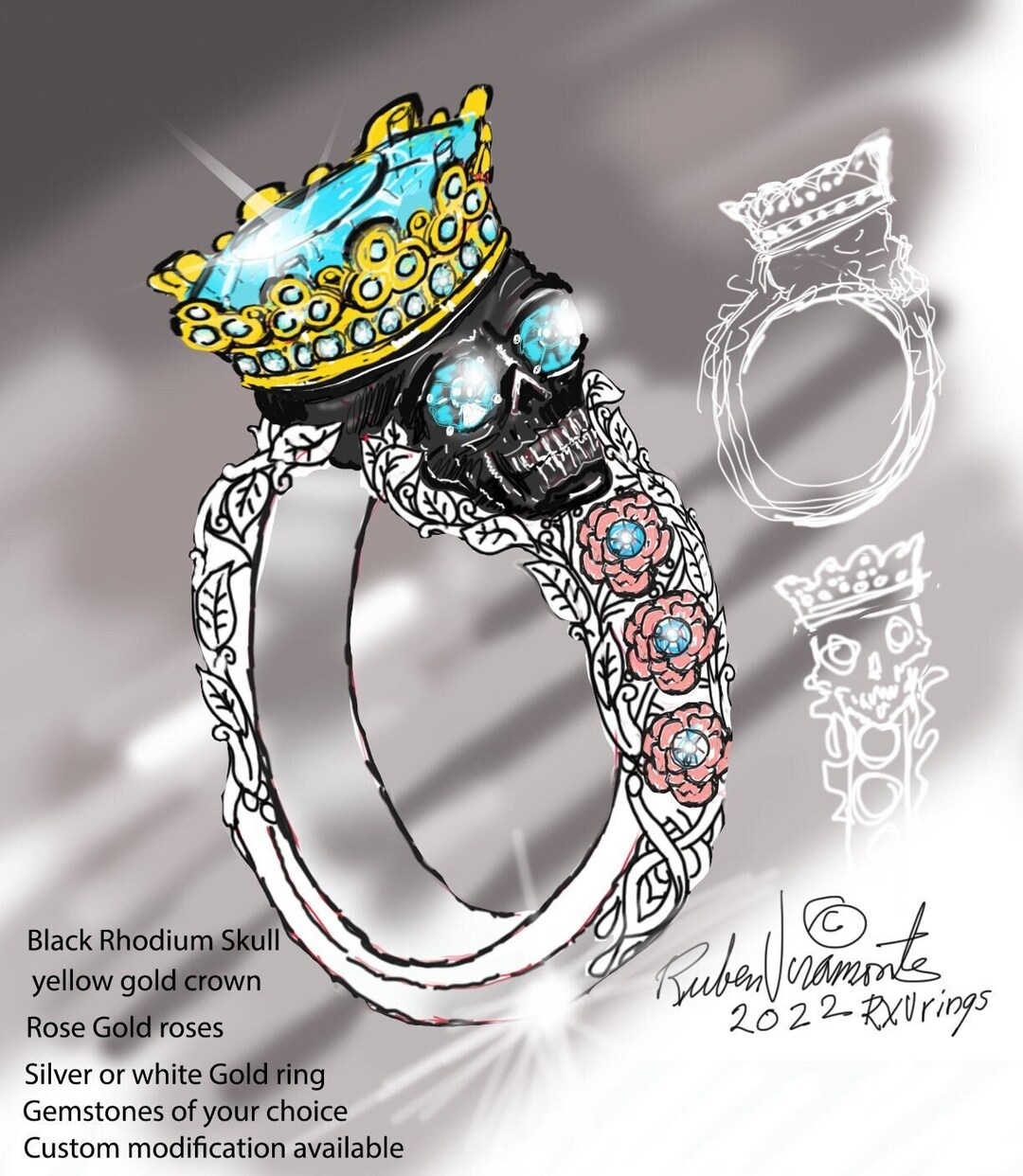 Women's Goth Wedding Ring, Skull Goth Ring, Goth Ring, Goth Wedding ...