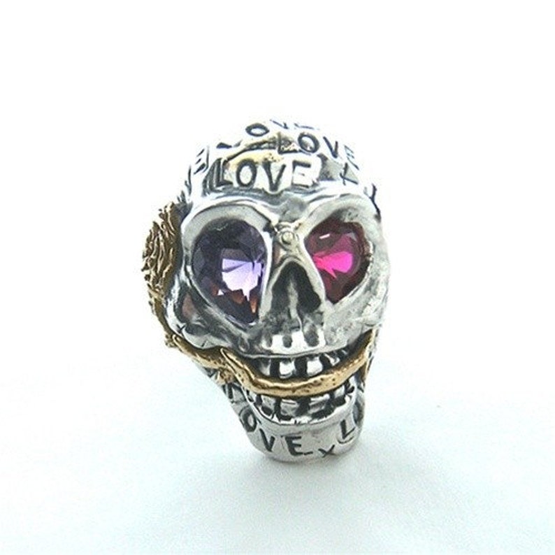 Bronze Rose Custom Skull Ring - Etsy