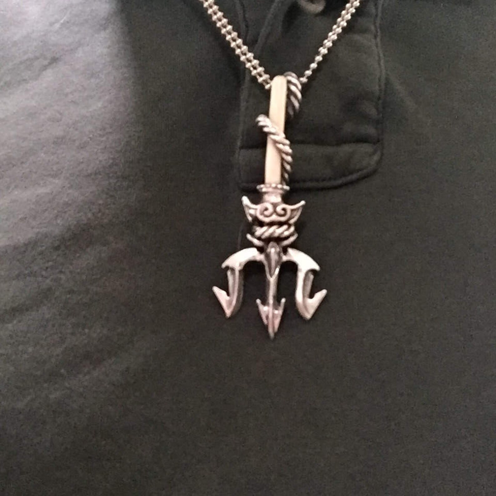 Trident Pendant Necklace Solid Sterling Silver and Mammoth - Etsy