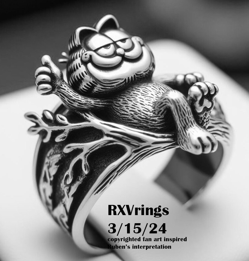 Garfield the Cat Silver Ring Chill Out Cool Cat Made to Any Size - Etsy