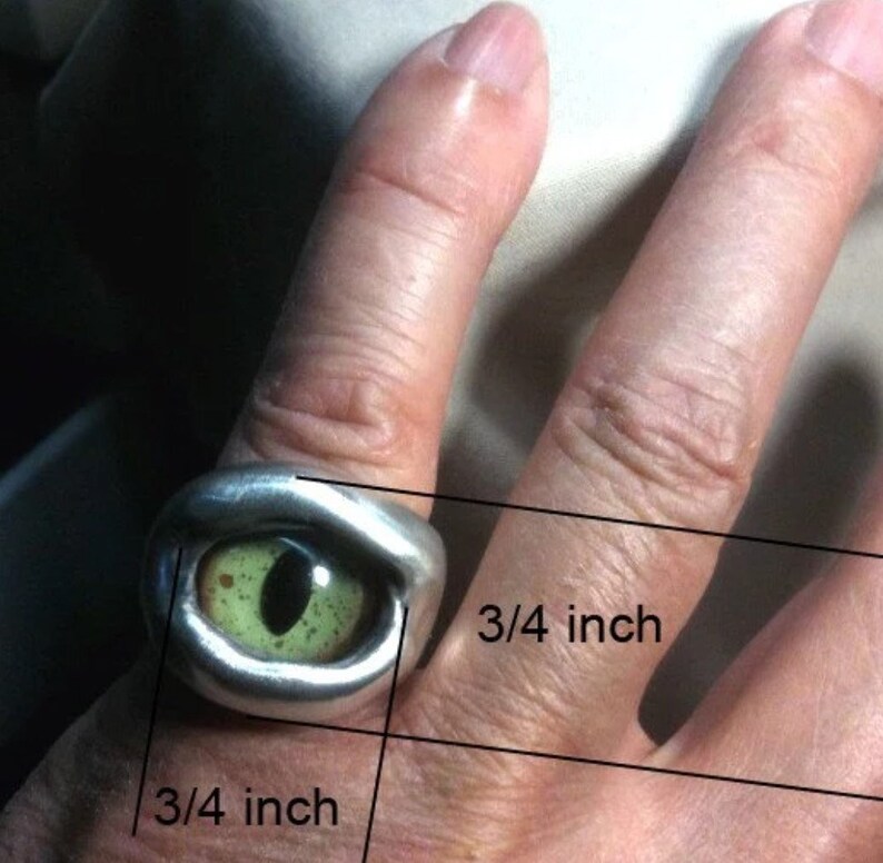 Eye Ring Sterling Silver Green Dragon Eye Ring - Etsy