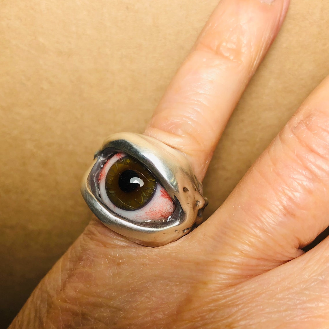 Super Realistic Brown Eye Ball Ring Sterling Silver Jewelry - Etsy
