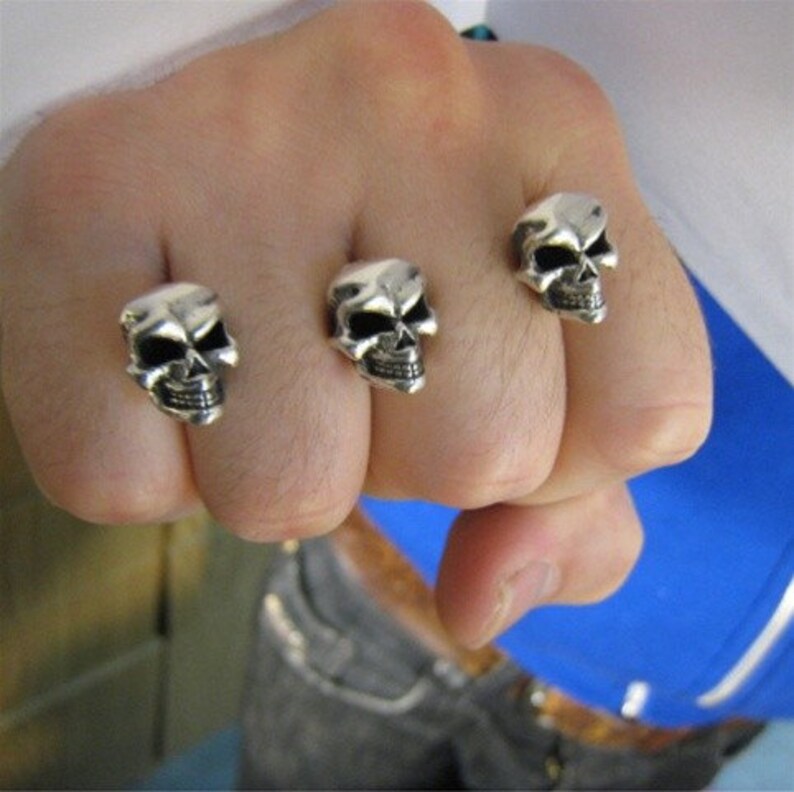 3 Skull Two Finger Custom Ring - Etsy