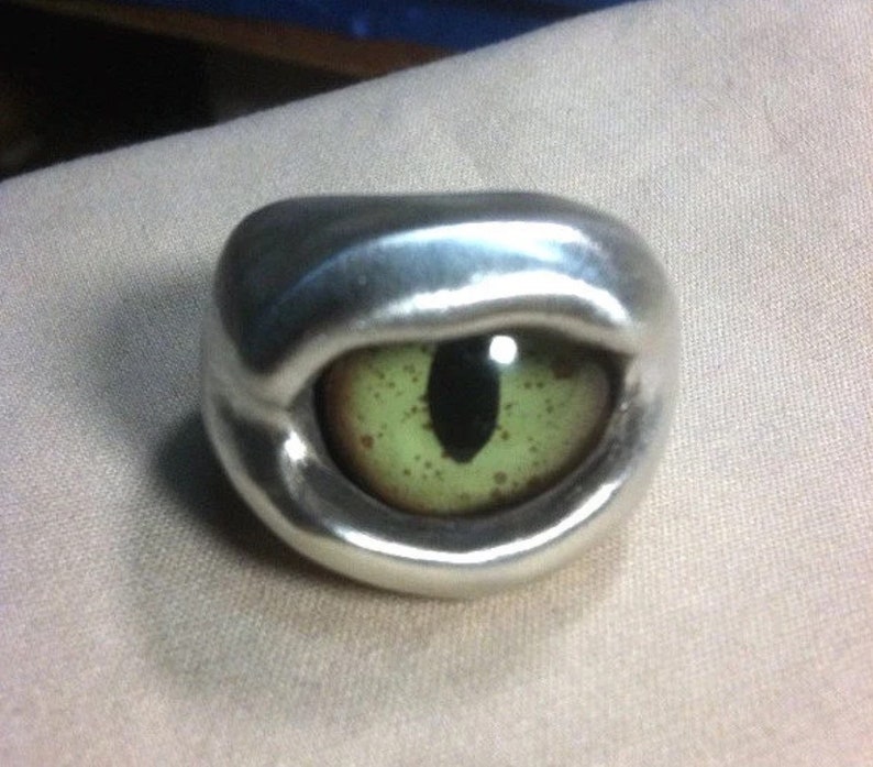 Eye Ring Sterling Silver Green Dragon Eye Ring - Etsy