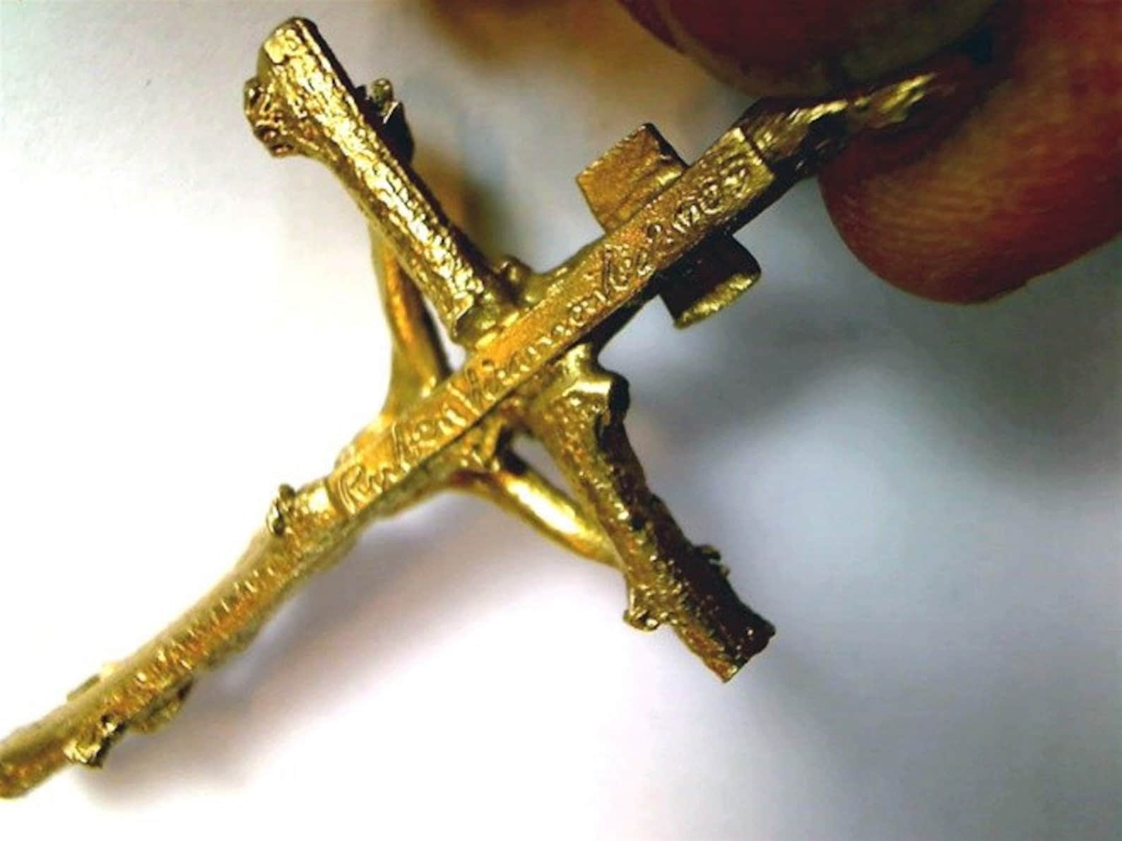 24k Crucifix Passion of Christ Custom Necklace Solid 24k Gold No Chain ...