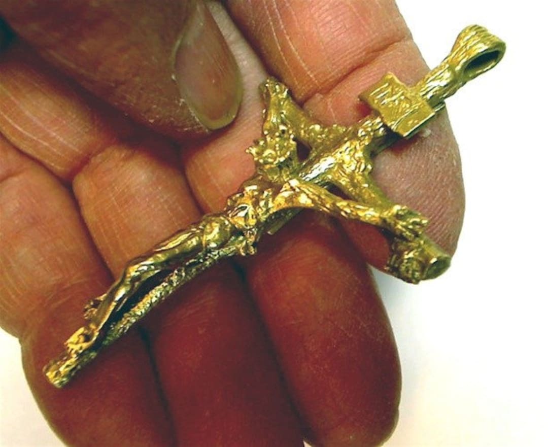 24k Crucifix Passion of Christ Custom Necklace Solid 24k Gold No Chain ...