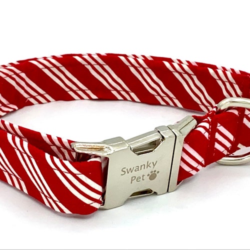 Candy Cane Striped Christmas Dog Collar | Etsy