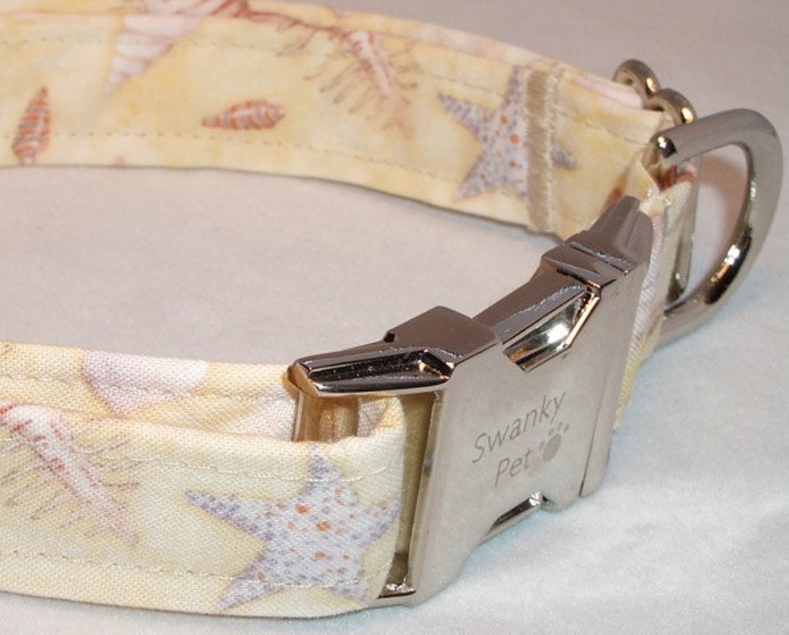 Day at the Beach Seashell Print Dog Collar by Swanky Pet - Etsy